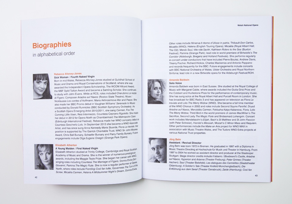 Welsh National Opera | Print: Season Programmes | Newman+Eastwood